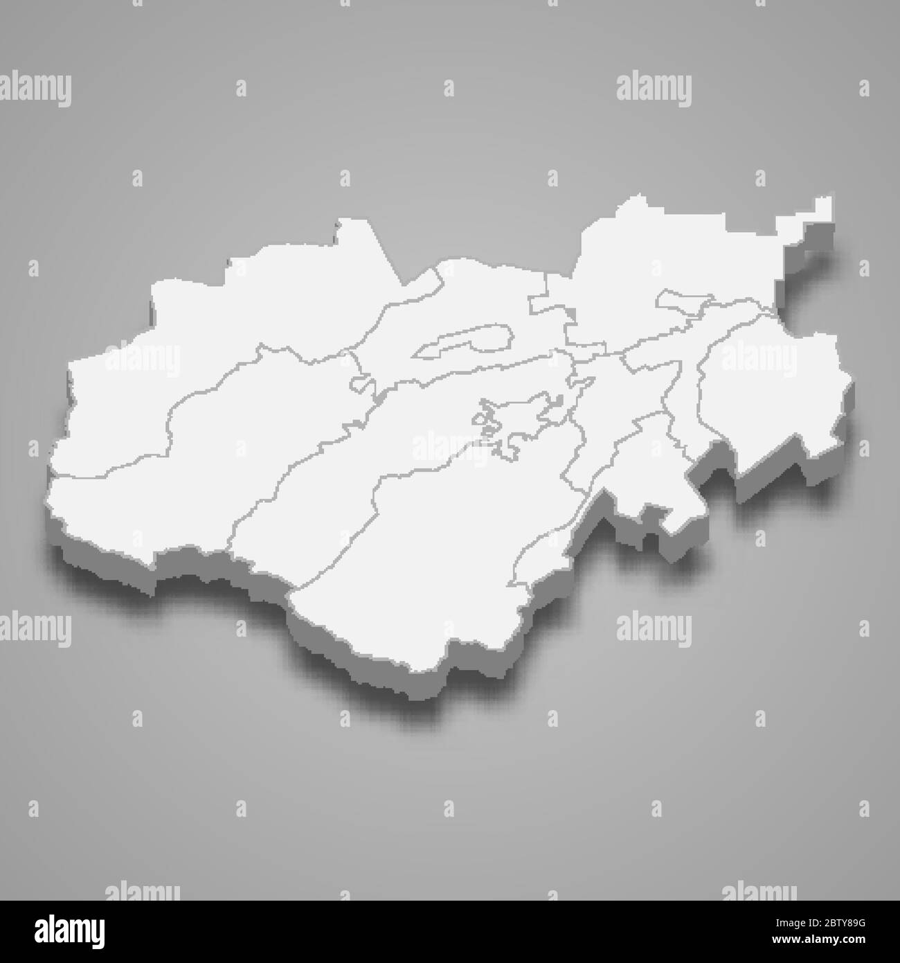 3d map of Kabardino-Balkaria Oblast is a region of Russia Stock Vector ...