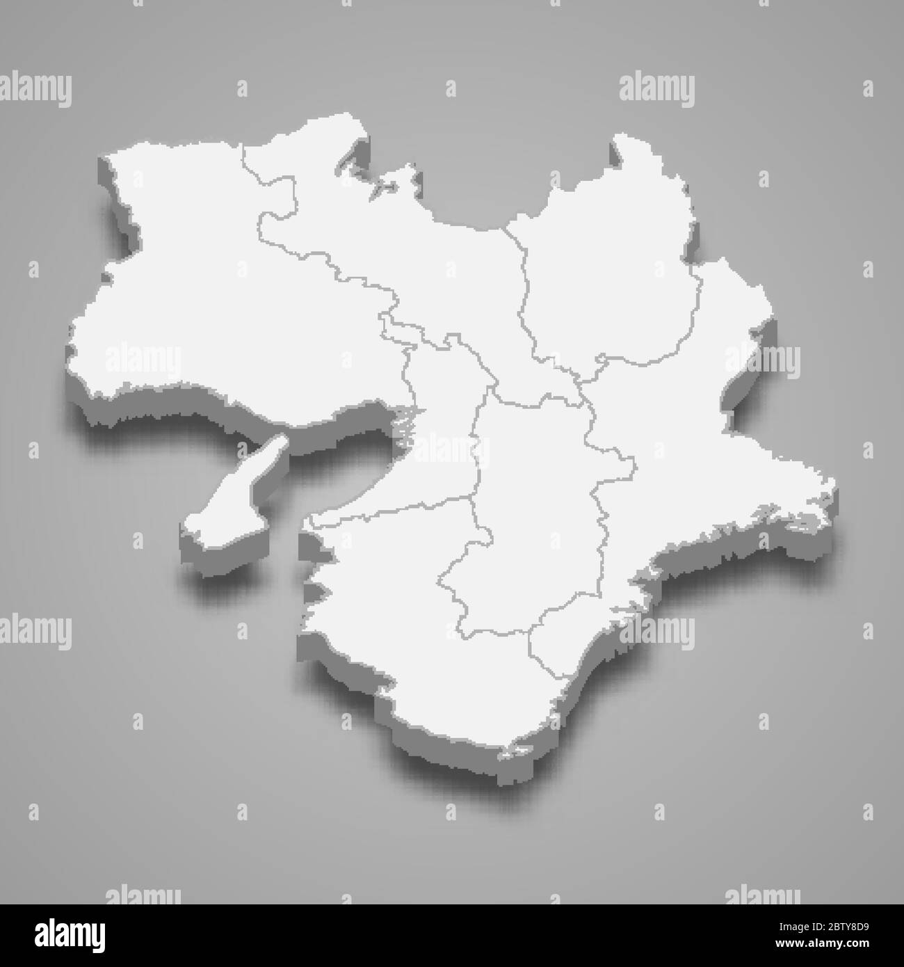 3d map of Kansai is a region of Japan Stock Vector Image & Art - Alamy