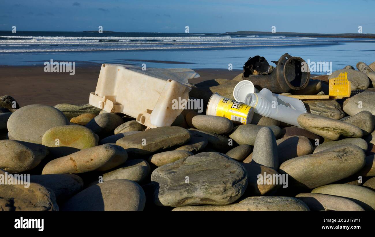 Plastic pollution, County Clare, Munster, Republic of Ireland, Europe ...