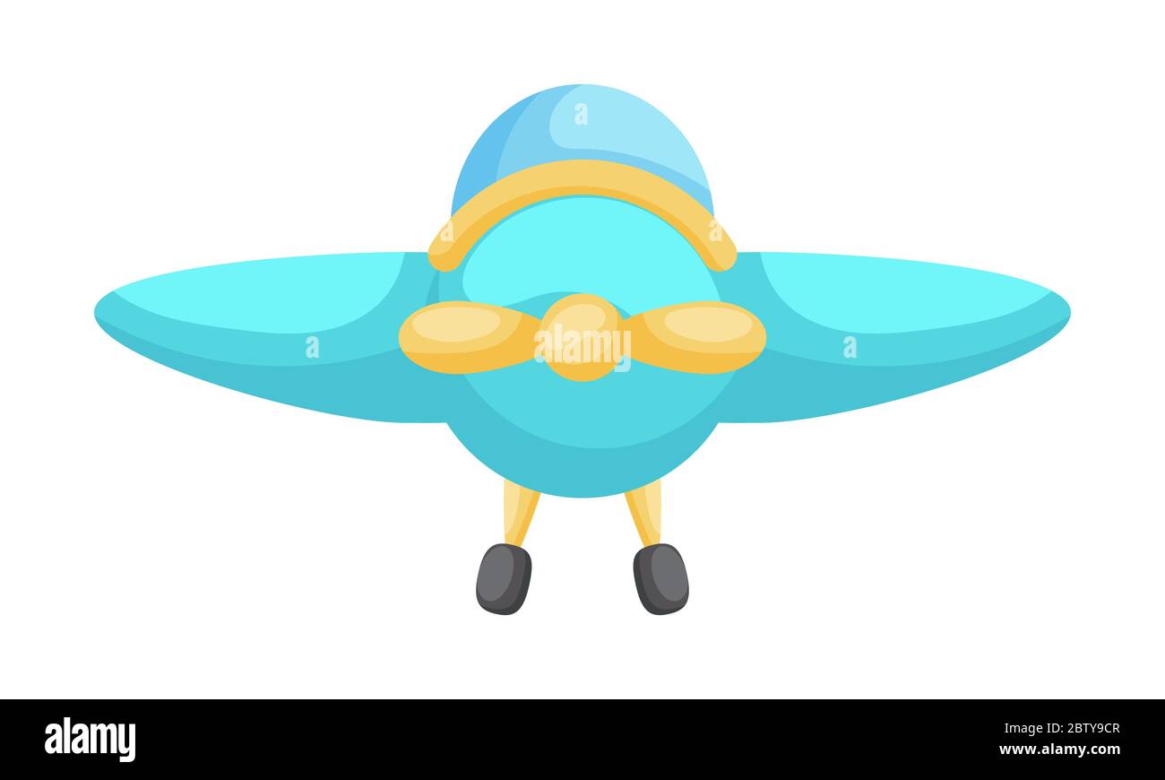 Cute cartoon turquoise-yellow plane for design of album, scrapbook ...