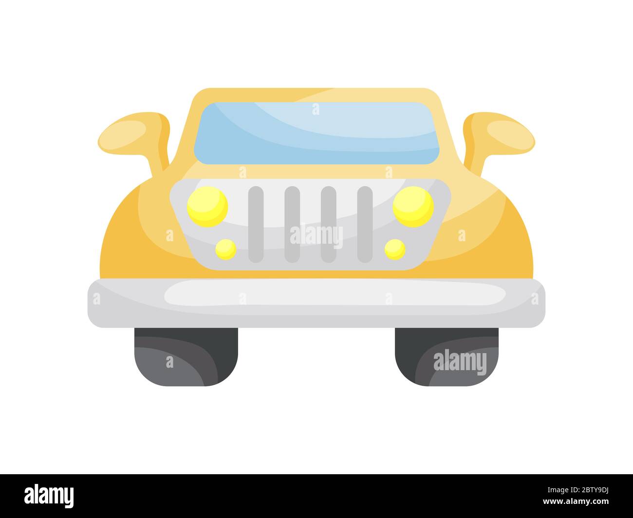 Orange jeep front view isolated on white background, colorful ...