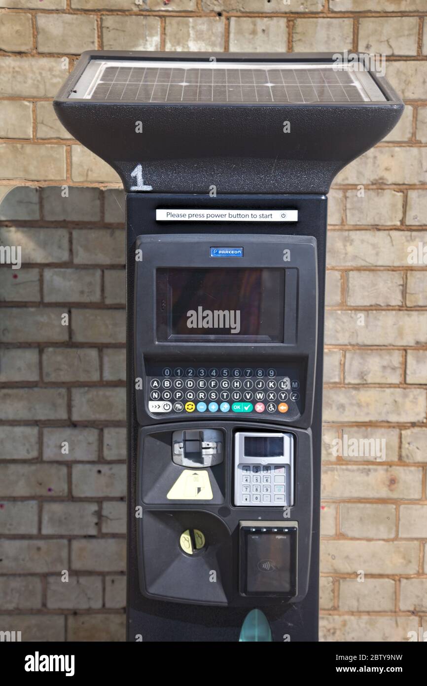 solar powered ticket machine at a station in England Stock Photo - Alamy