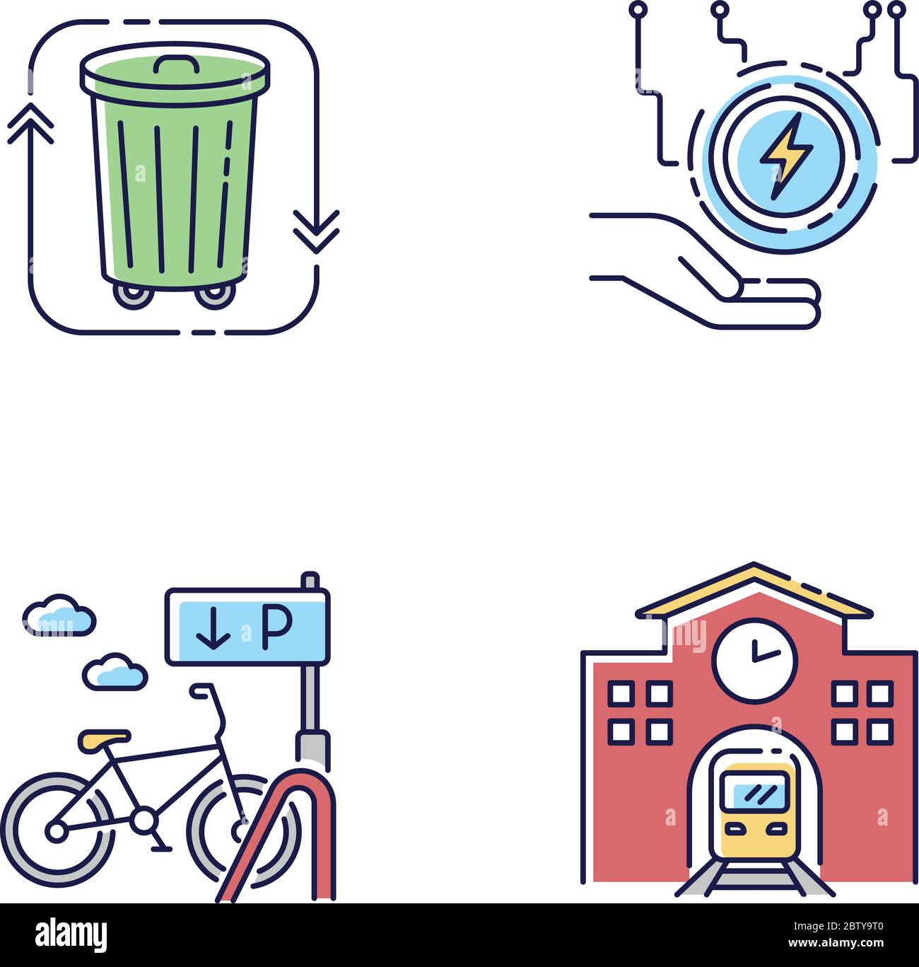 Eco friendly city RGB color icons set Stock Vector Image & Art - Alamy