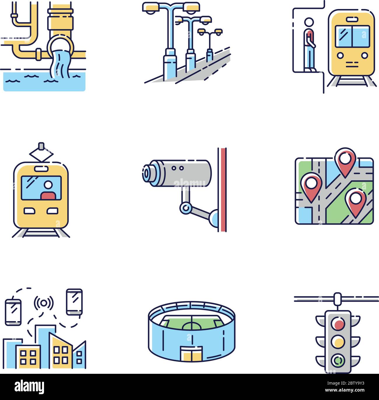 Public service regulation RGB color icons set Stock Vector Image & Art ...