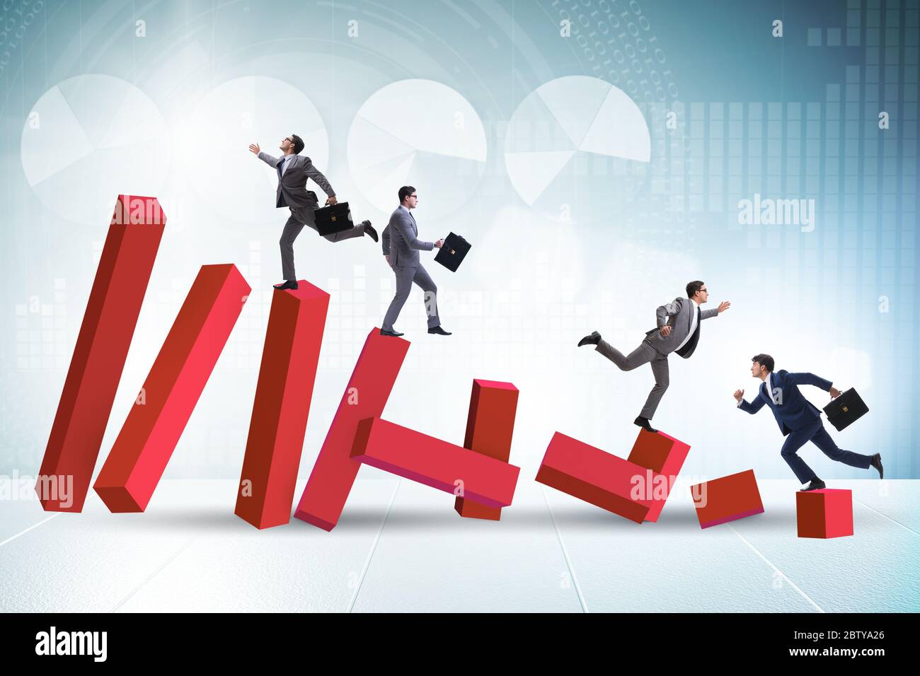 Business people in the collapsing economy concept Stock Photo - Alamy