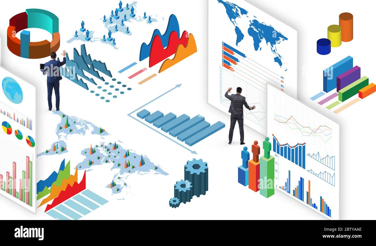 The businessman in business visualization and infographics concept ...