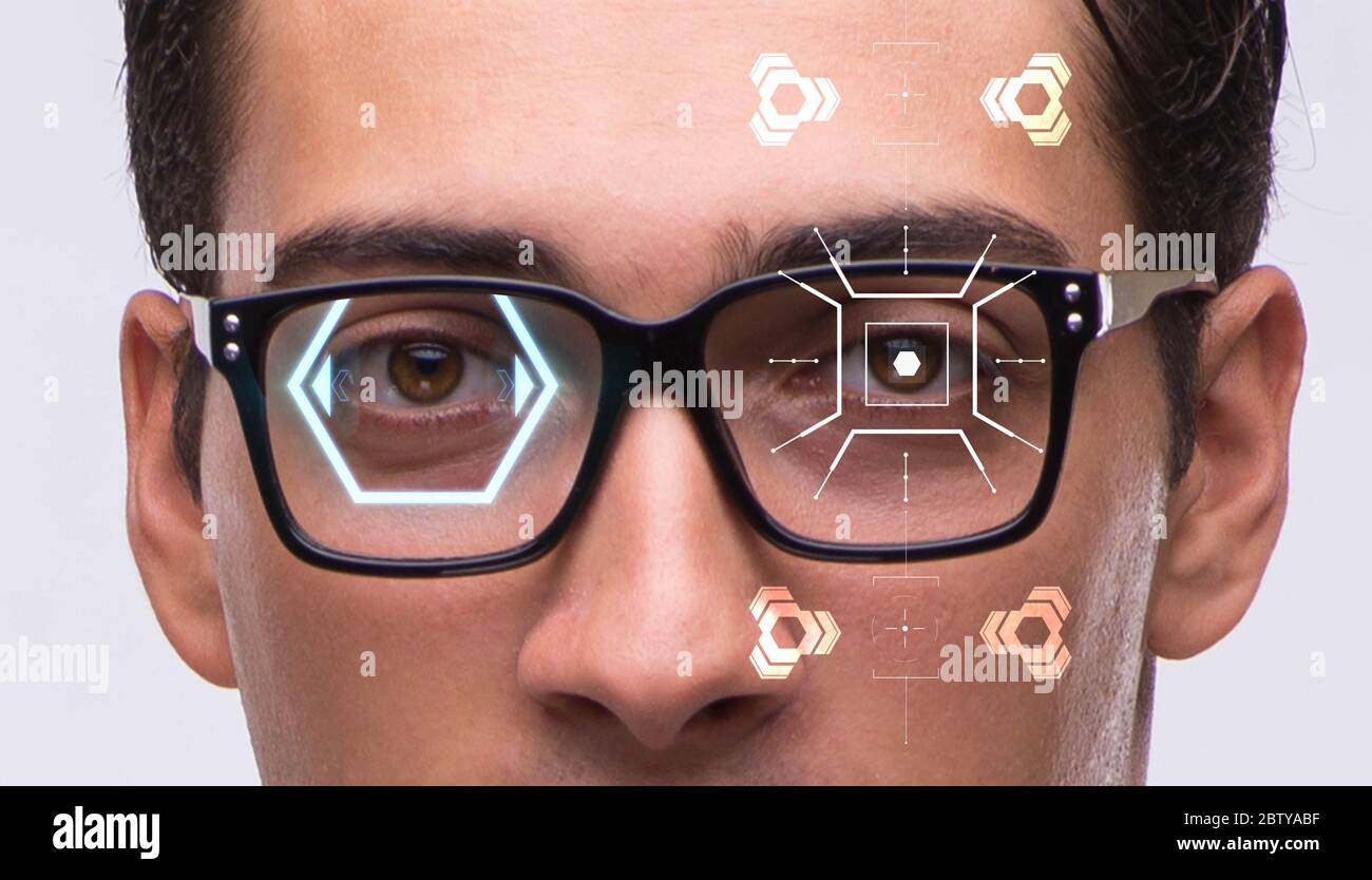 The concept of sensor implanted into human eye Stock Photo - Alamy