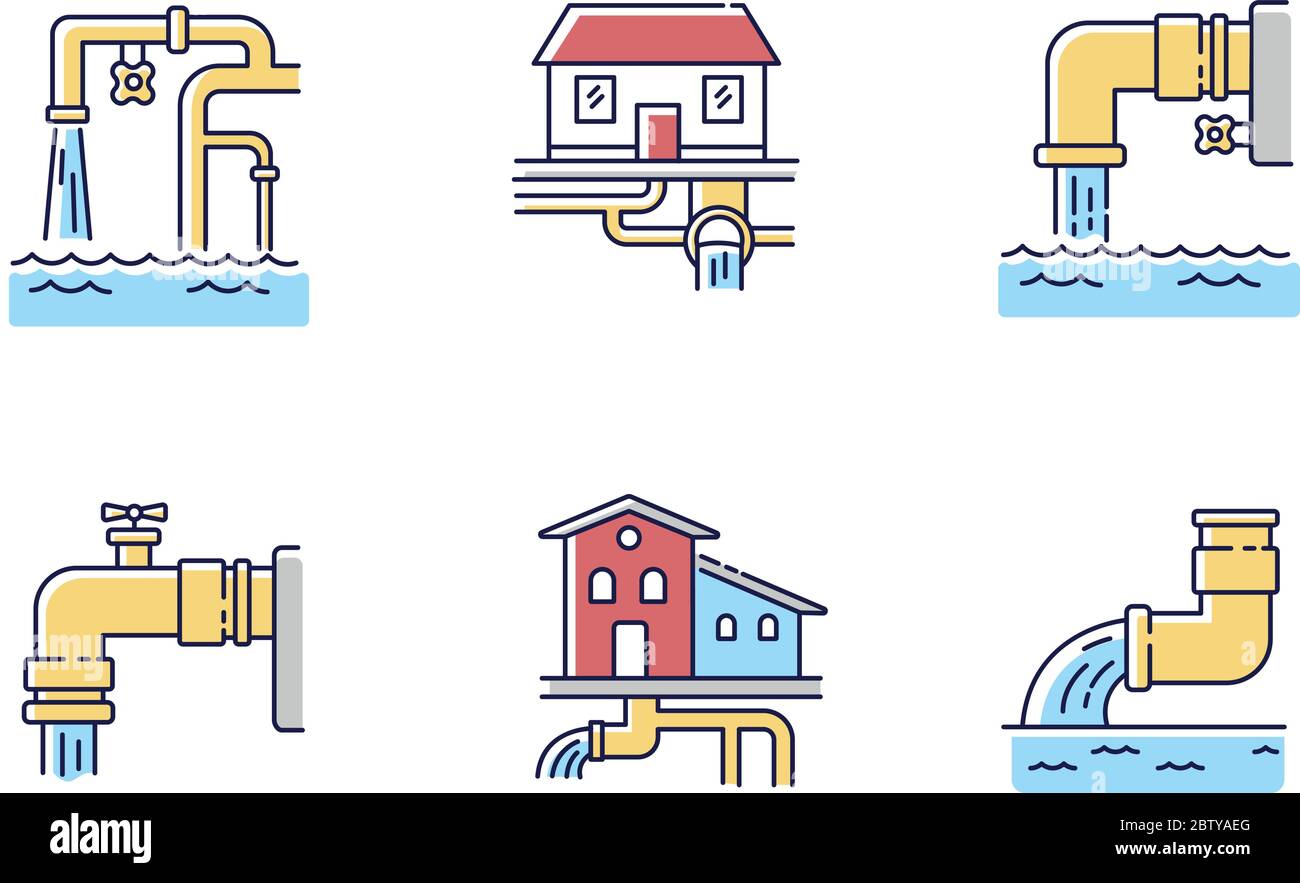 Drainage pipe system RGB color icons set Stock Vector Image & Art - Alamy