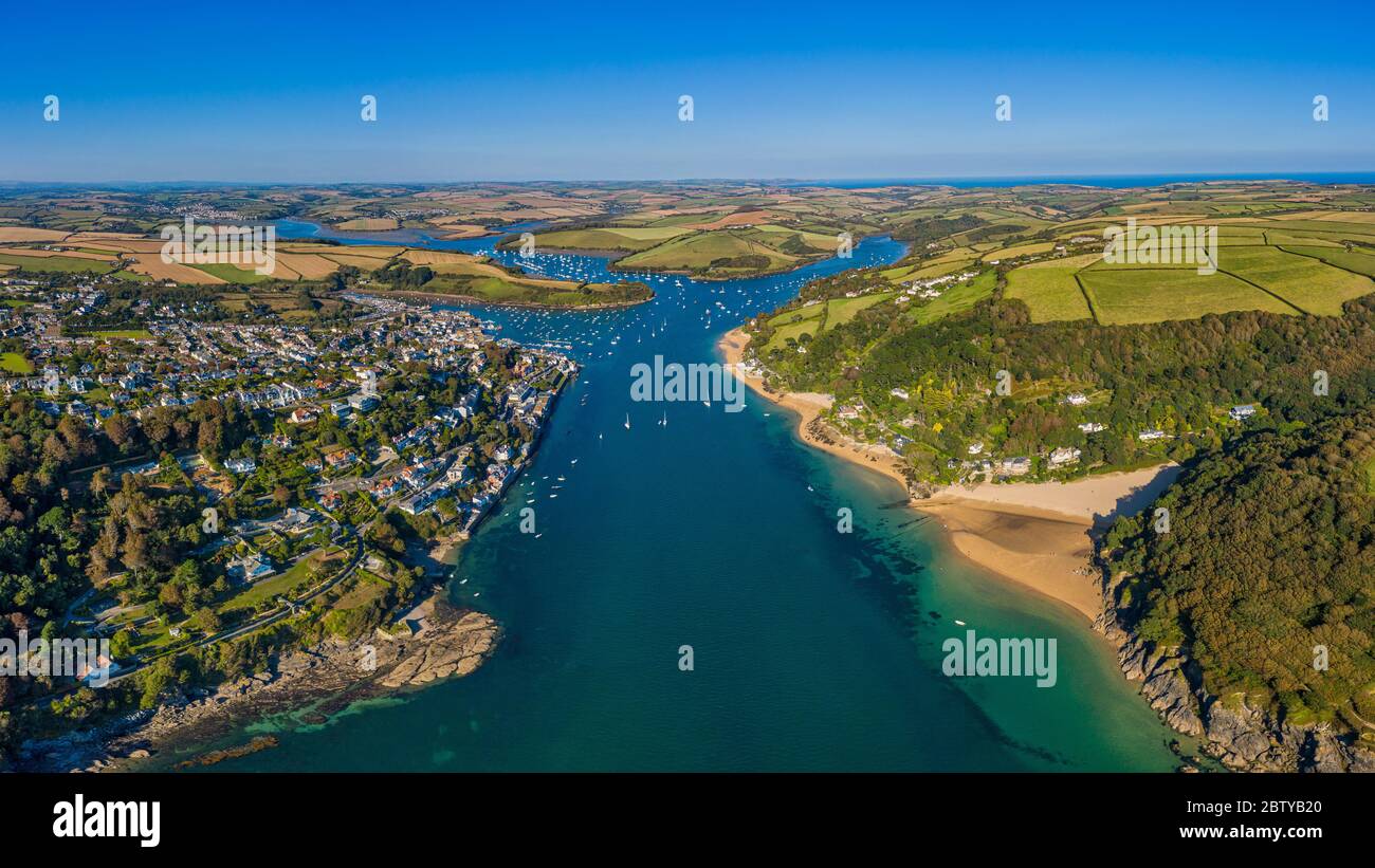 Aerial view of Salcombe on the Kingsbridge Estuary, Devon, England ...
