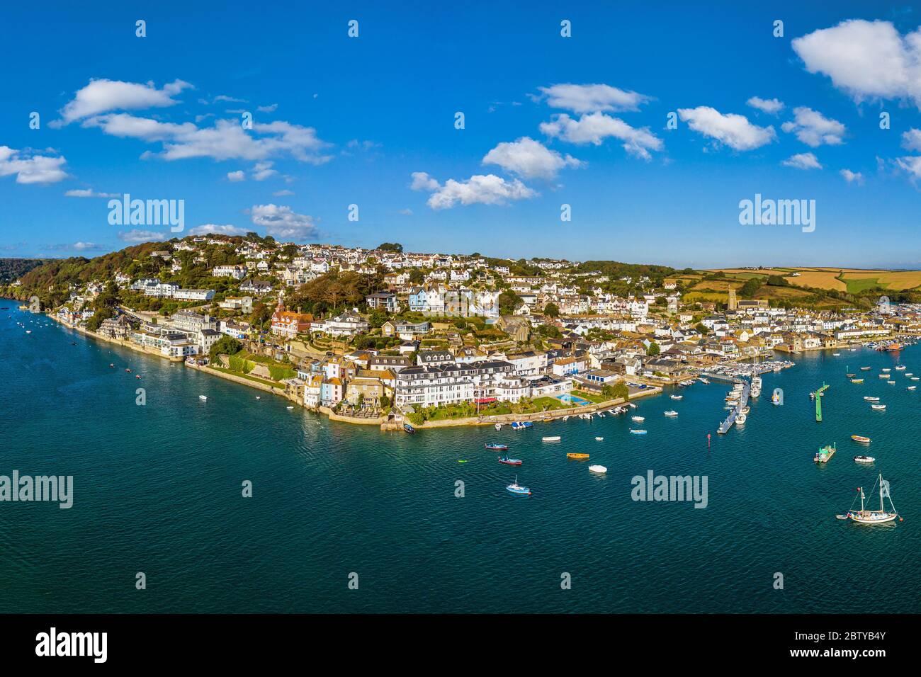 Aerial view of Salcombe on the Kingsbridge Estuary, Devon, England ...