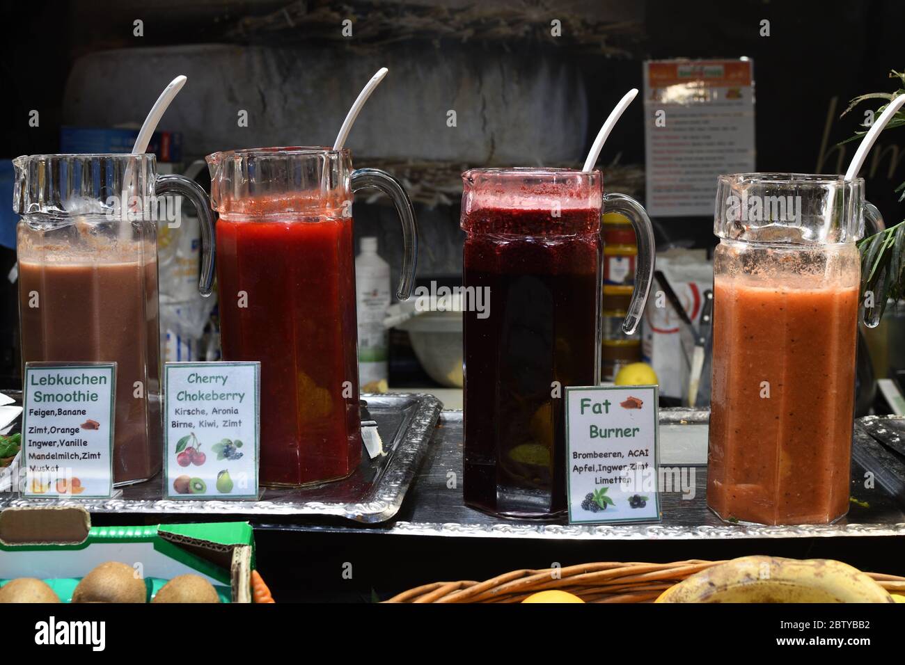 Selection of self service catering continental breakfast buffet display ...