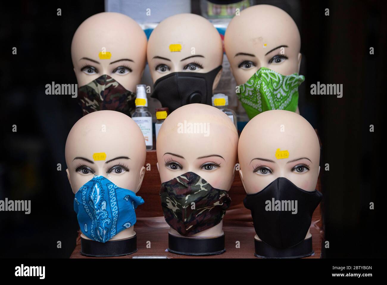 An assortment of face masks for sale at a hardware shop in Walthamstow ...
