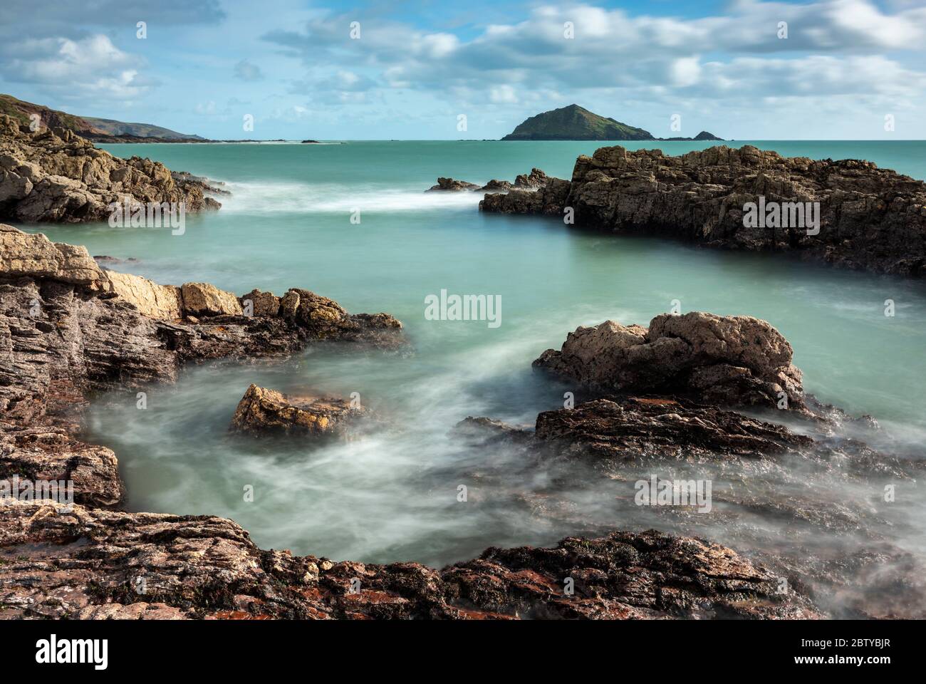 The Great Mewstone on a sunny winter afternoon, Heybrook Bay, Devon ...