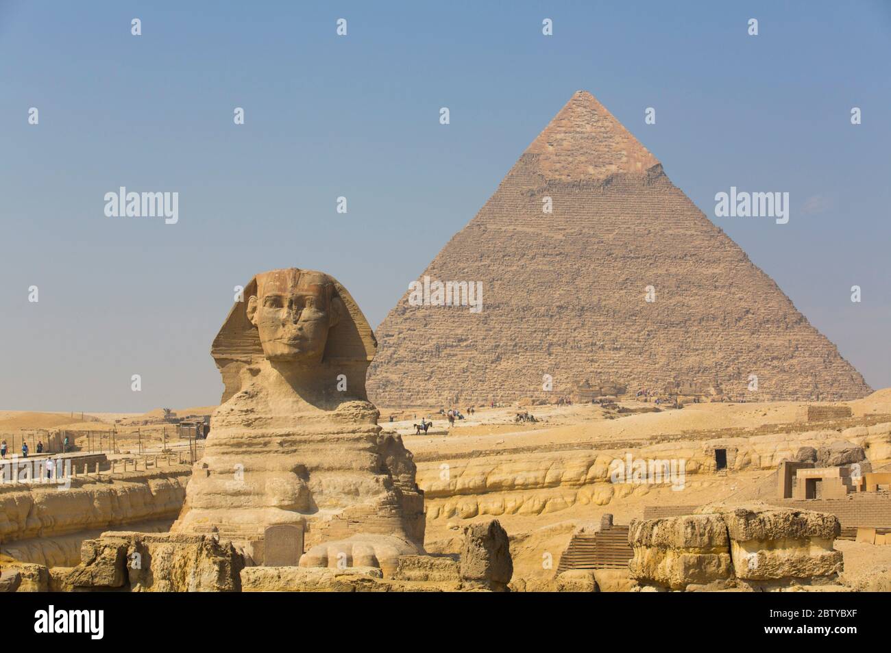 The Great Sphinx of Giza, Khafre Pyramid in the background, Great ...