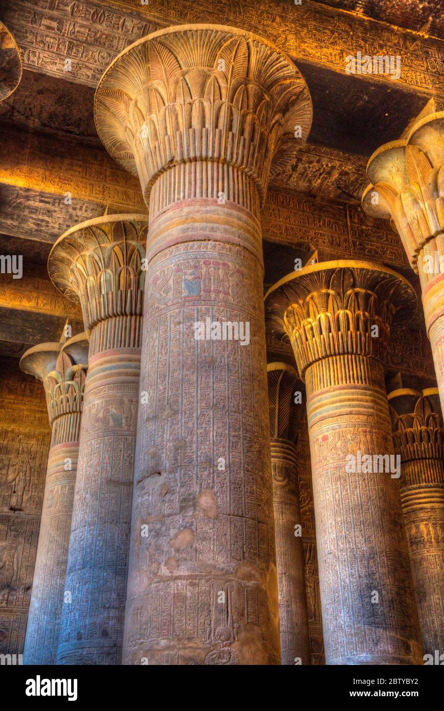 Bas Reliefs, Columns, Hypostyle Hall, Temple of Khnum, Esna, Egypt ...