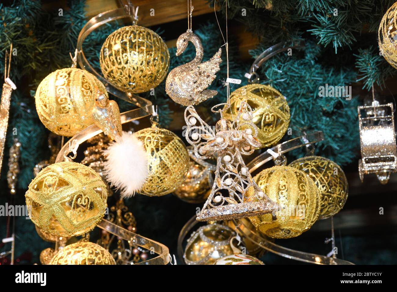 Christmas decorations on the market in Vienna. For sale on Christmas ...