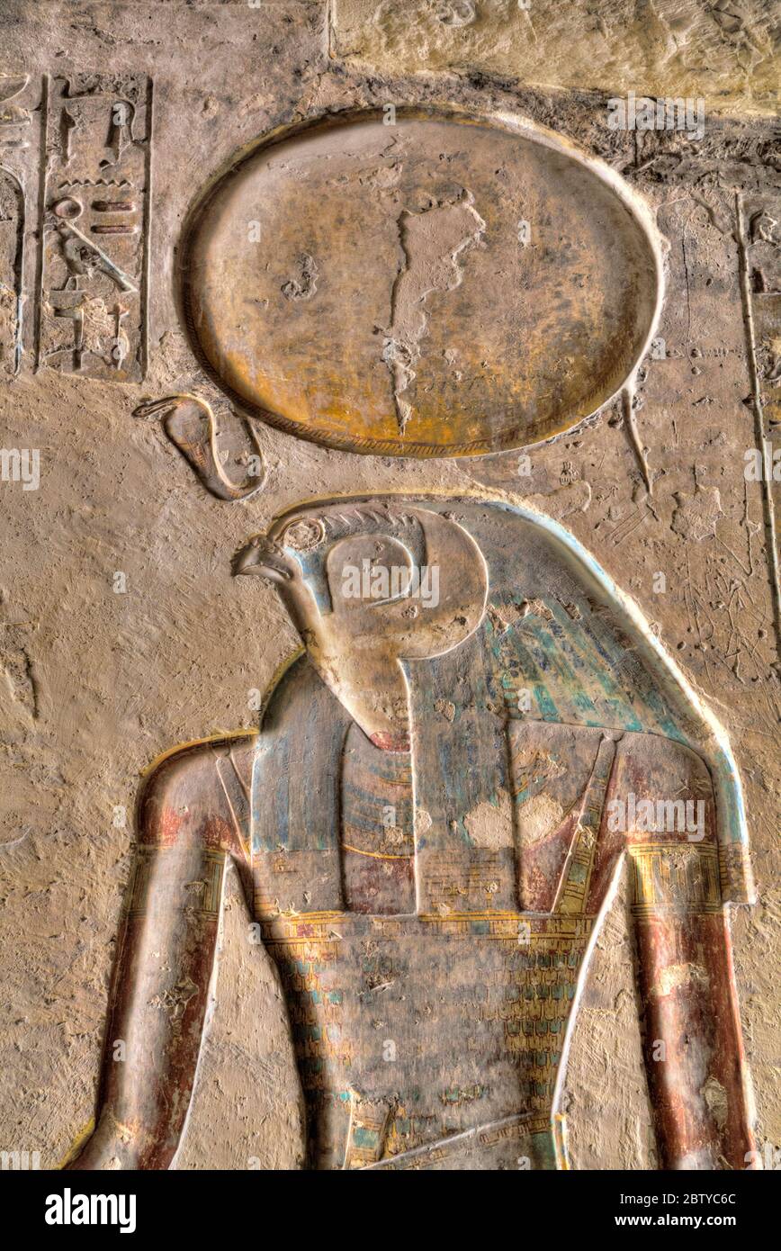Relief of the God Horus, Tomb of Ramses III, KV11, Valley of the Kings ...