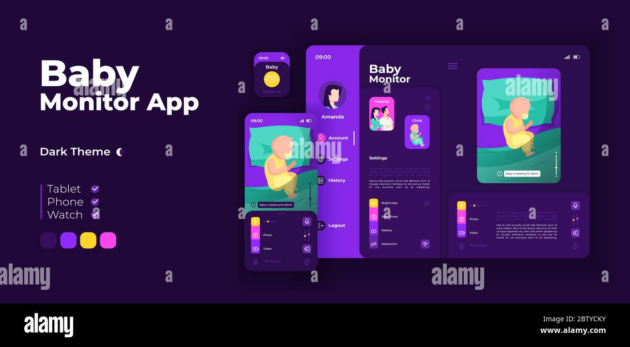 Childcare app screen vector adaptive design template Stock Vector Image & Art - Alamy