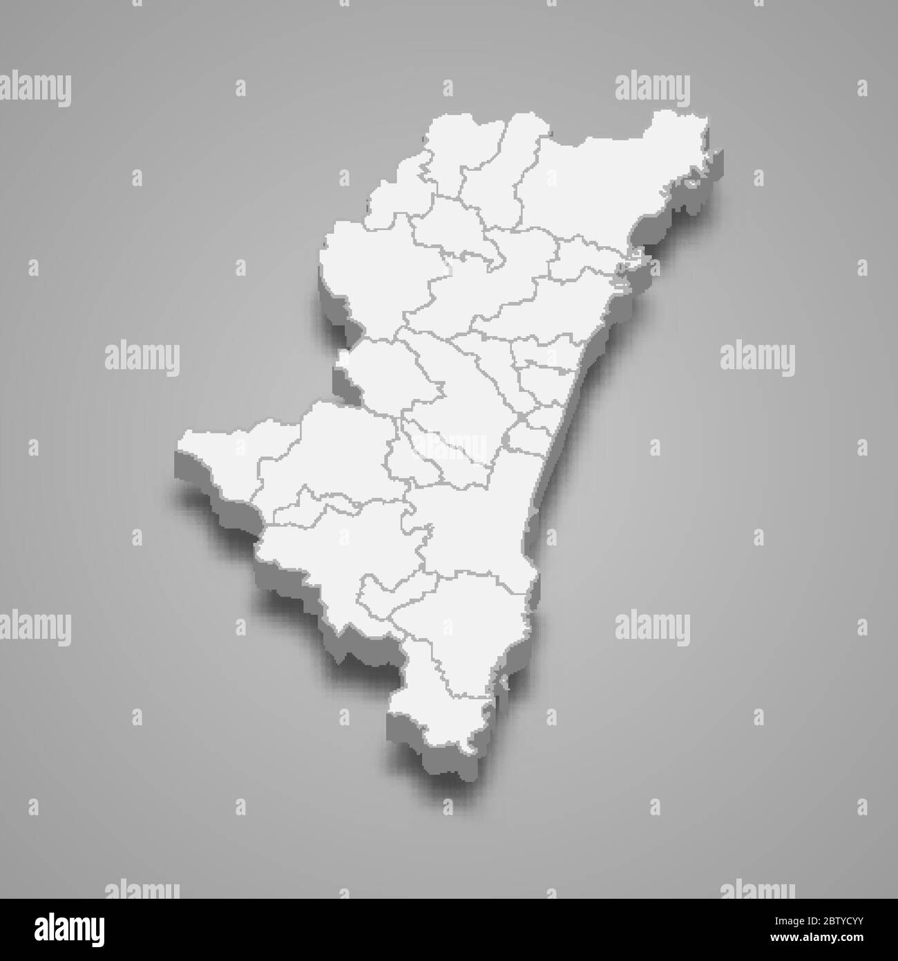 3d map of Miyazaki is a prefecture of Japan Stock Vector Image & Art ...