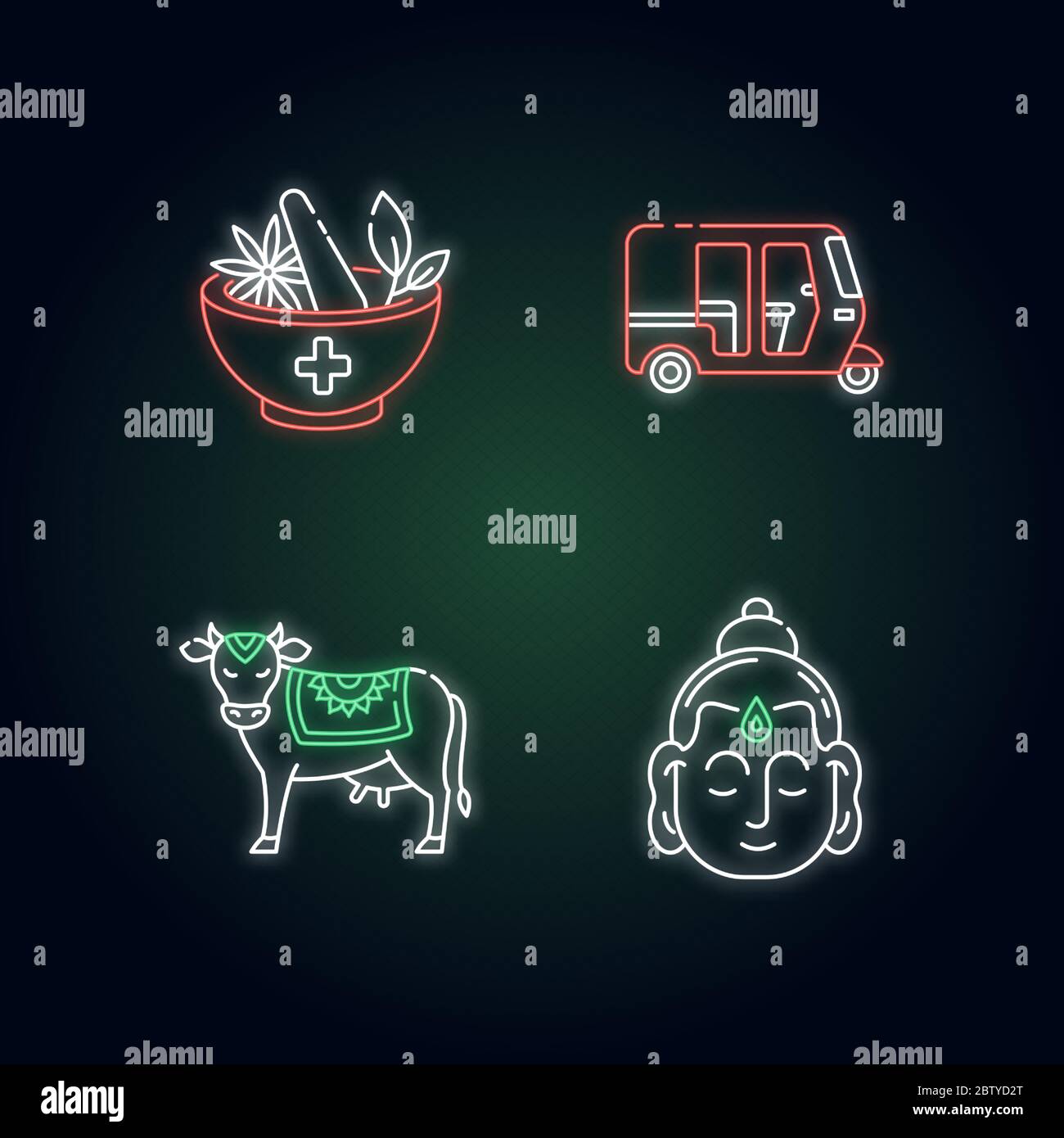 Indian culture neon light icons set Stock Vector Image & Art - Alamy