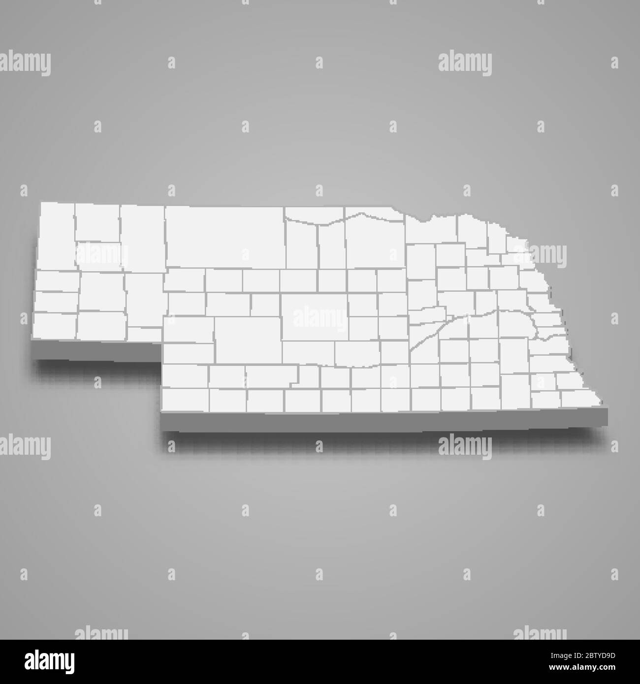 3d map of Nebraska is a state of United States Stock Vector Image & Art ...