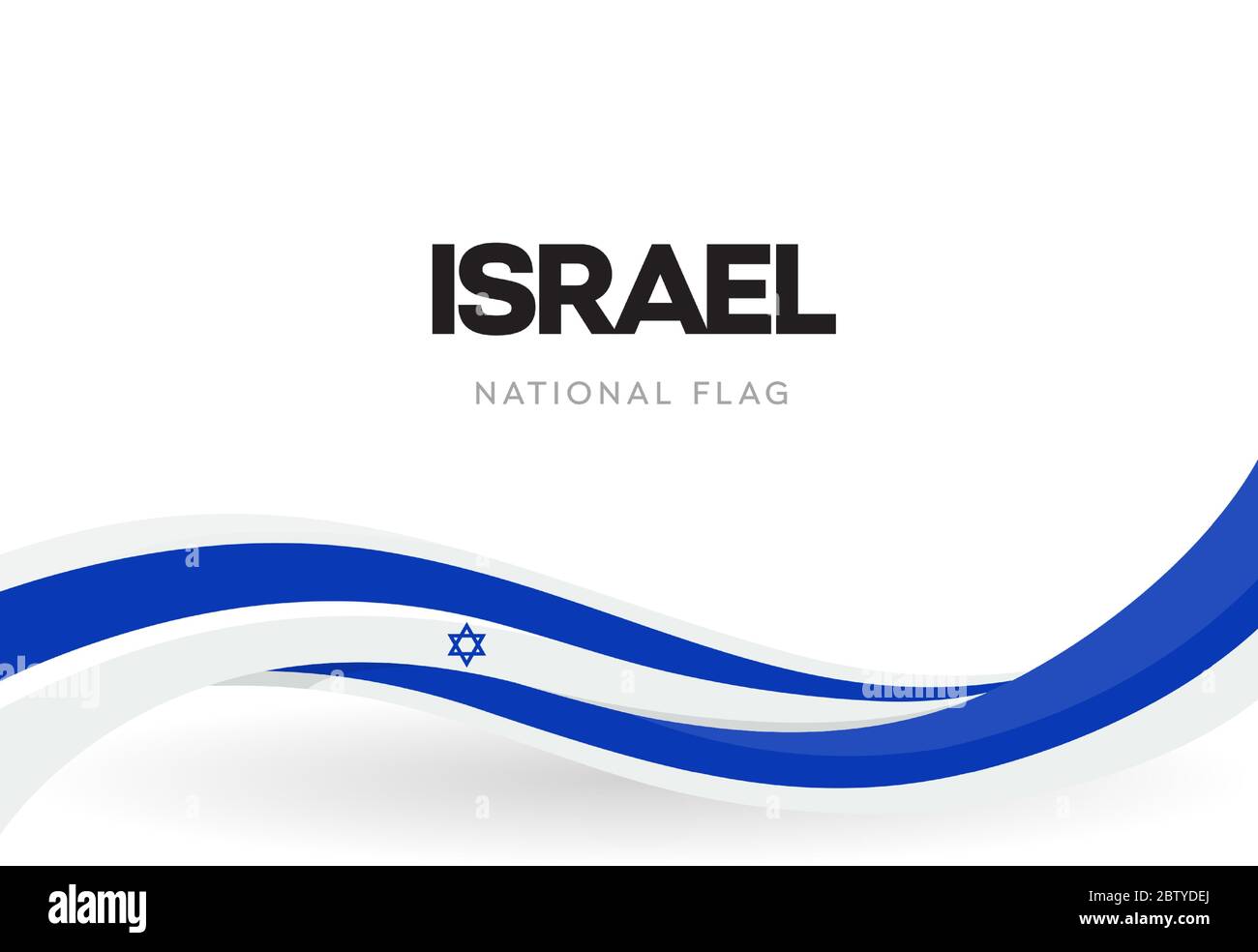 State of Israel waving flag banner. Israeli patriotic blue and white ...