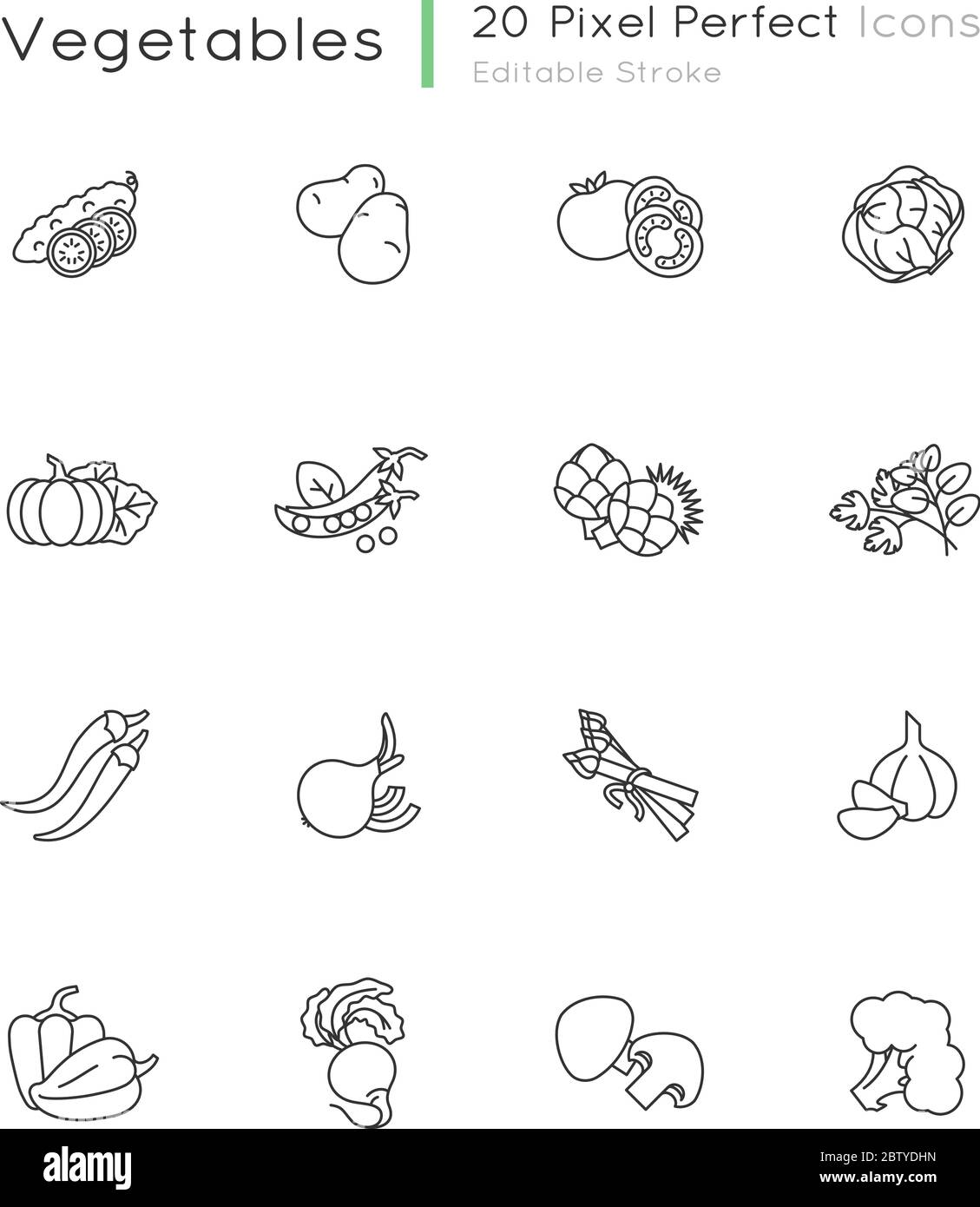 Vegetable pixel perfect linear icons set Stock Vector Image & Art - Alamy