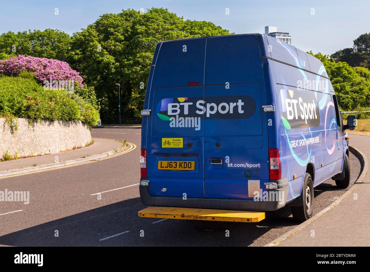 BT Sport vehicle, great sport happens here, Ford Transit van parked on ...