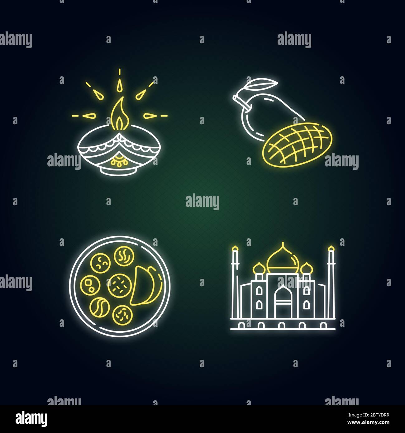 Indian culture neon light icons set Stock Vector Image & Art - Alamy