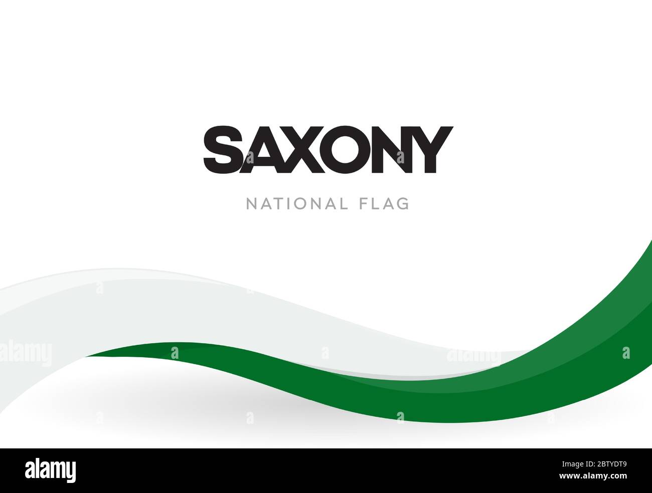 Free State of Saxony national waving flag banner. Ribbon with green and ...