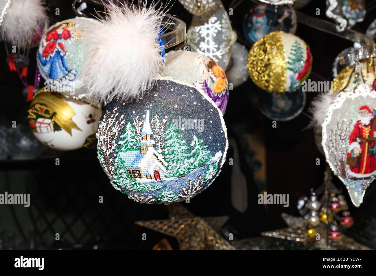 Christmas decorations on the market in Vienna. For sale on Christmas ...