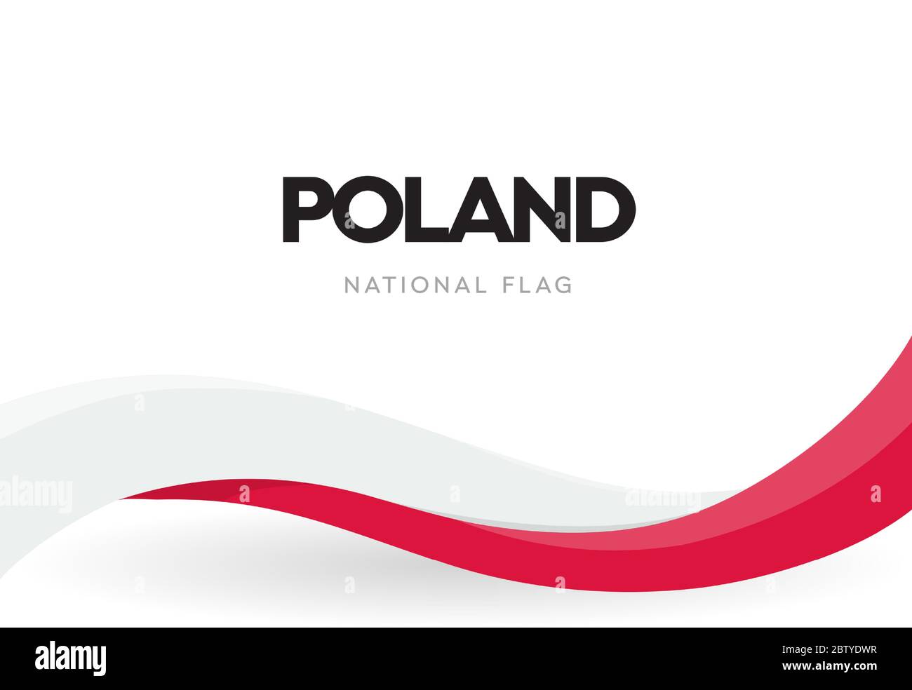 Polish waving flag. Red and white ribbon illustration. Poland national ...