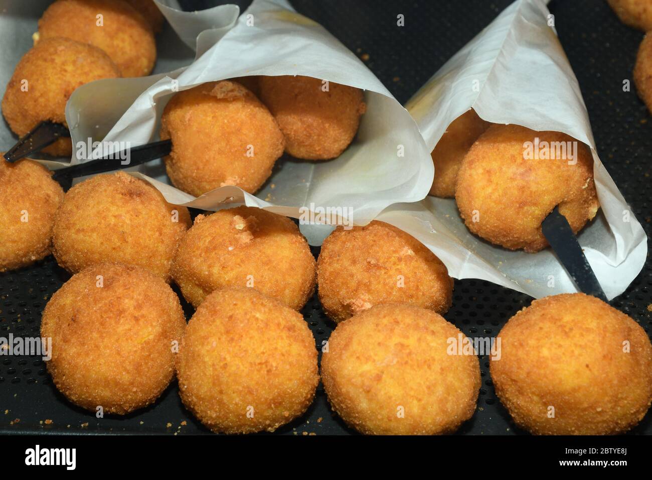 Arancini (deep fried rice balls with meat) Typical Sicilian street food ...