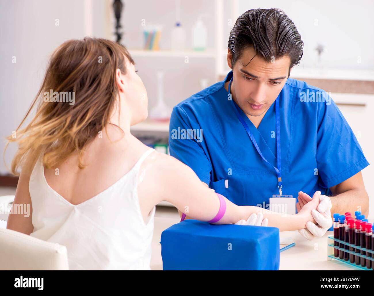 The young patient during blood test sampling procedure Stock Photo - Alamy