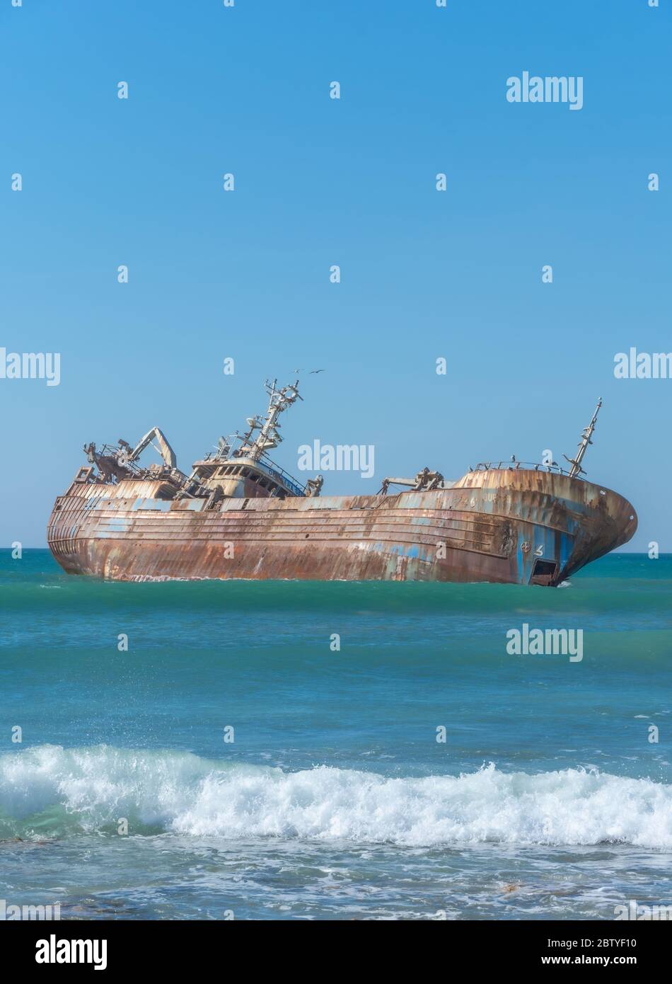 Laayoune port, Morocco, Western Sahara - January 6, 2019: a rusty ship ...