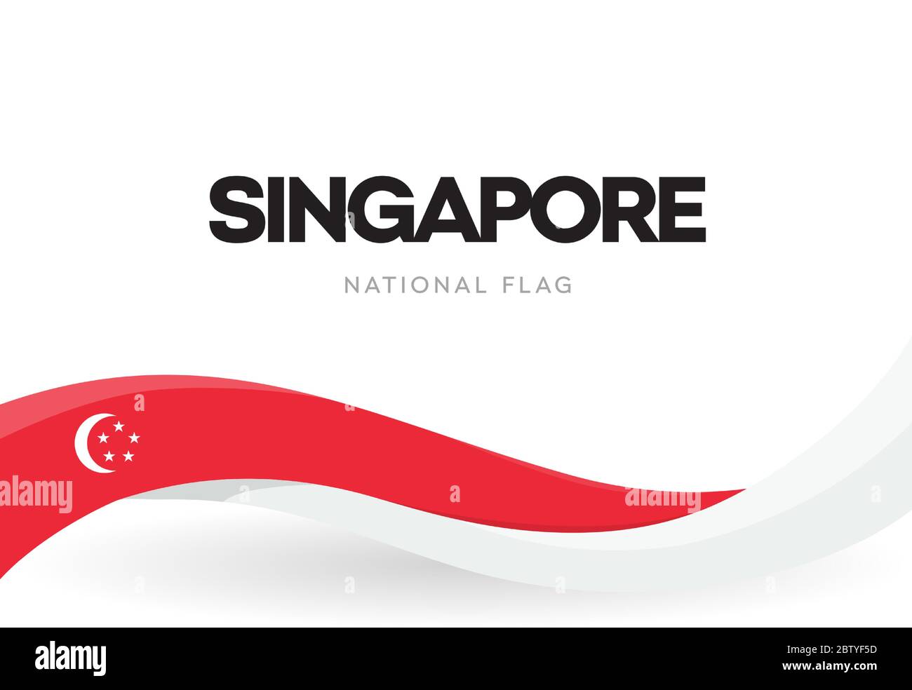 Singaporean waving flag banner. The Republic of Singapore symbol ...