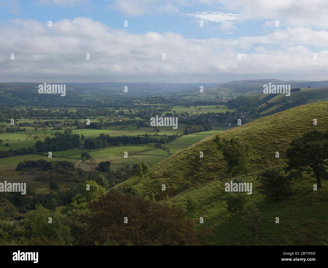 View of the Hope Valley with the Breedon Hope Cement Works from Mam Tor ...