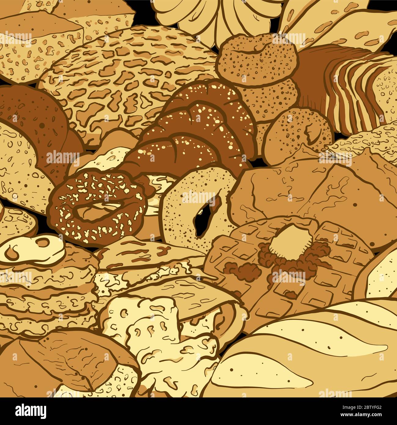 Very detailed colored vector sketch of a composition with different ...