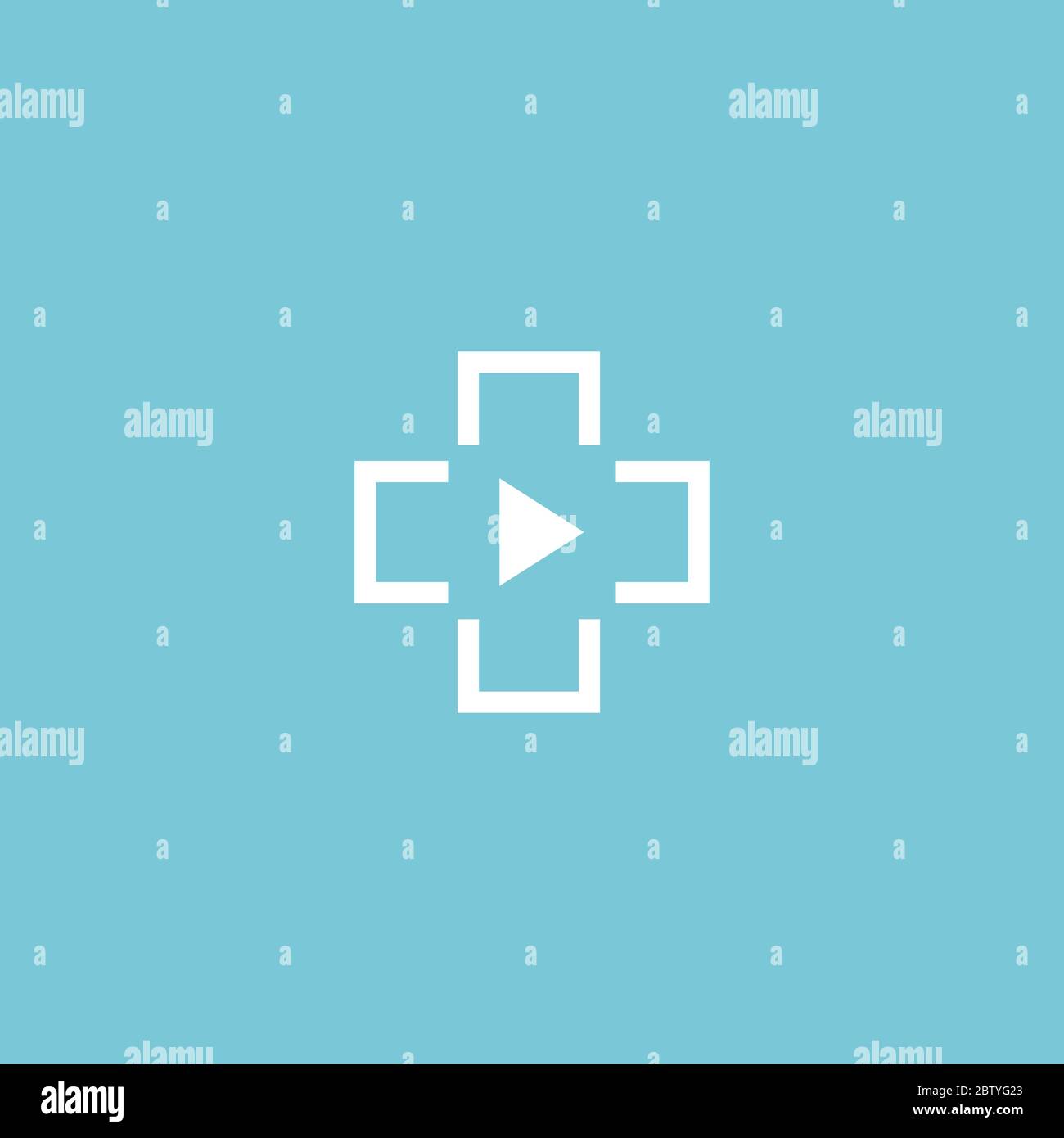 Symbol of medicine, cross from geometric lines and play button as ...