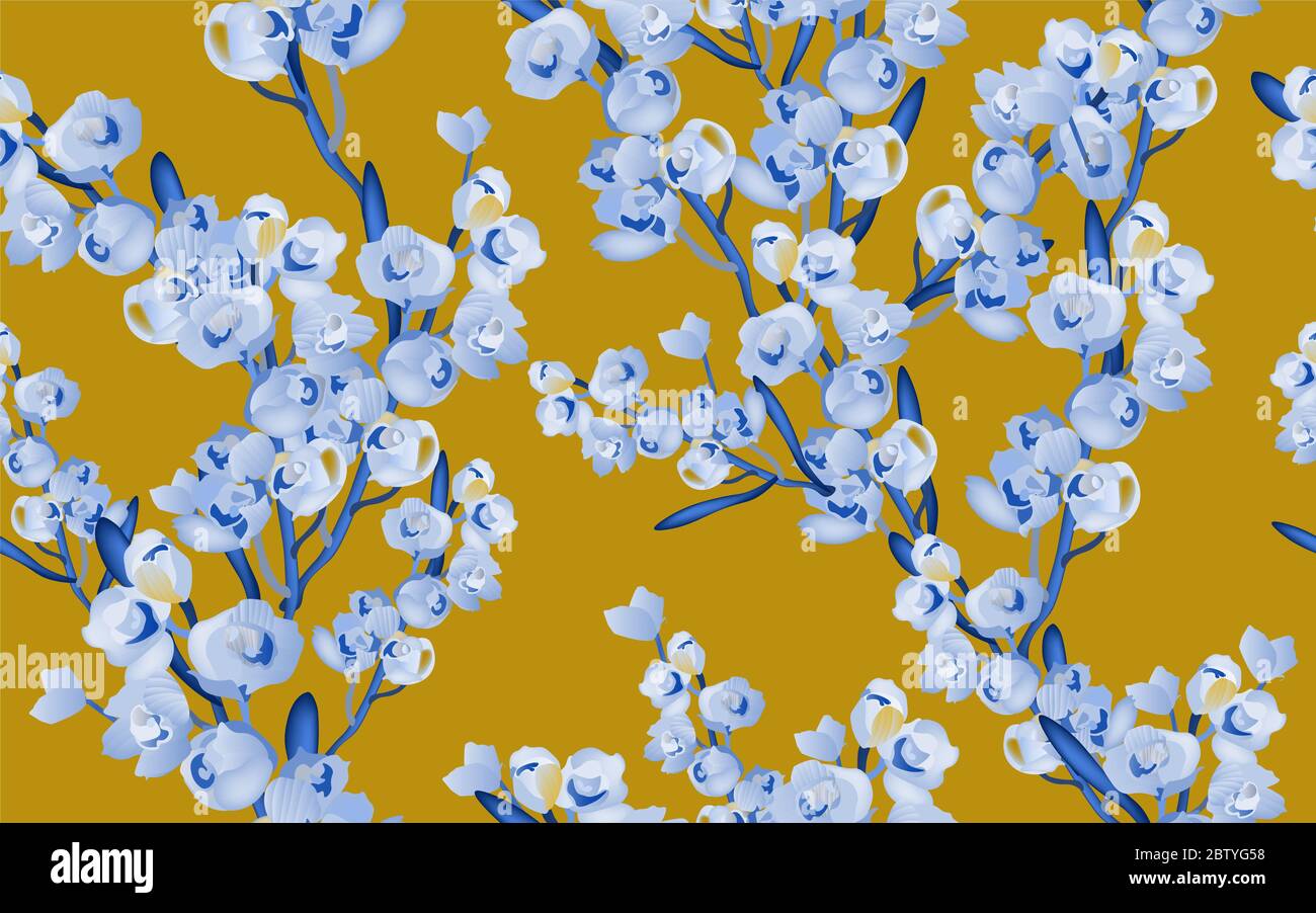 Delicate light blue flowers on a tree branch, petals and inflorescences ...