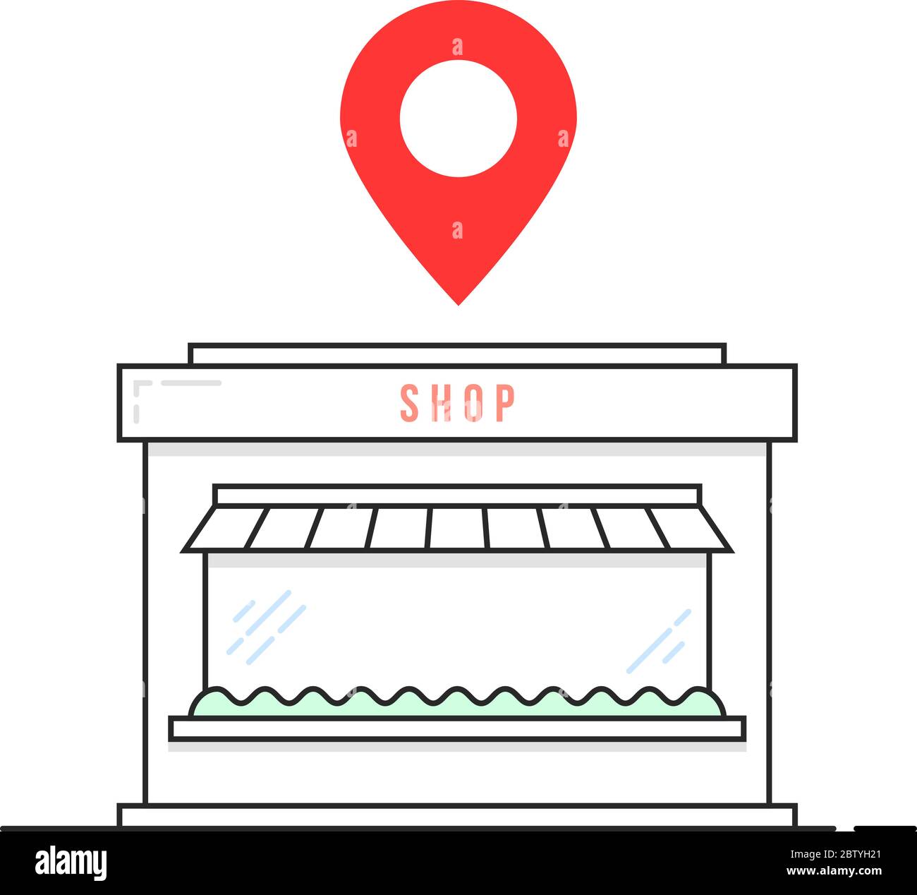 linear thin line shop icon with red pin Stock Vector Image & Art - Alamy