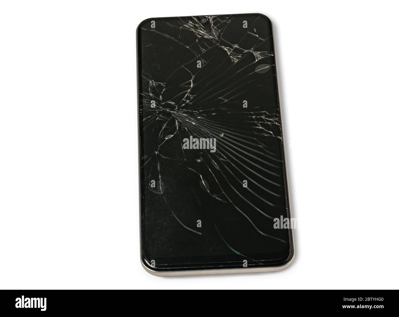 A broken touch screen of smart phone with clipping path isolated on ...