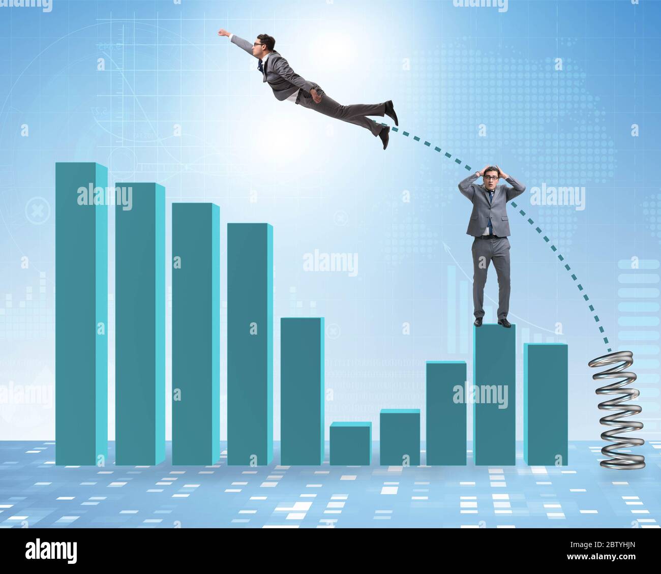 Leapfrogging businessman hi-res stock photography and images - Alamy