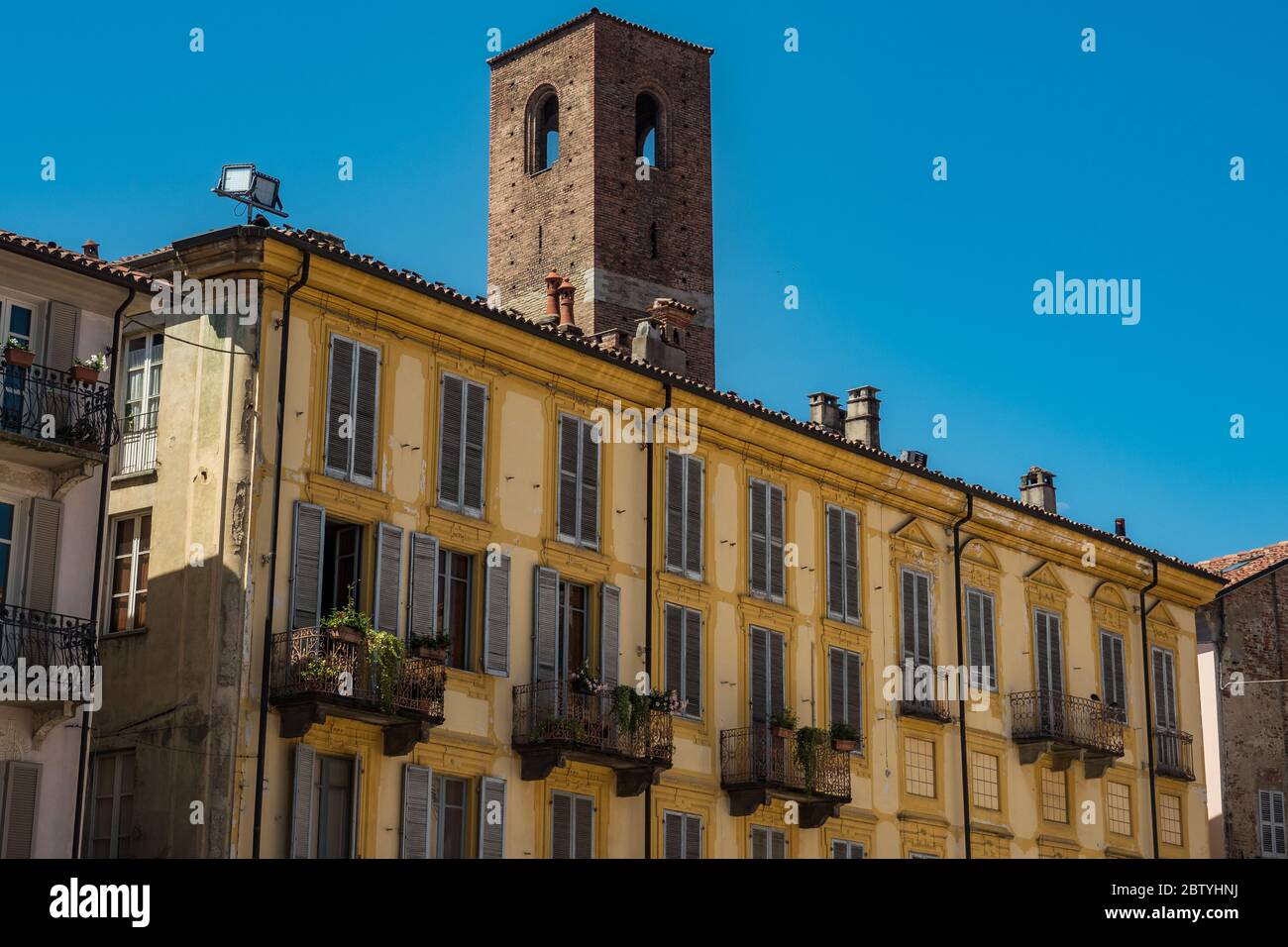 Historical house in Alba at the central square of the town (Piazza ...