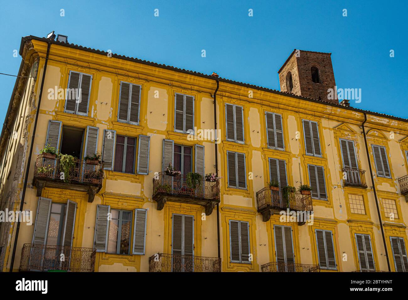 Historical house in Alba at the central square of the town (Piazza ...