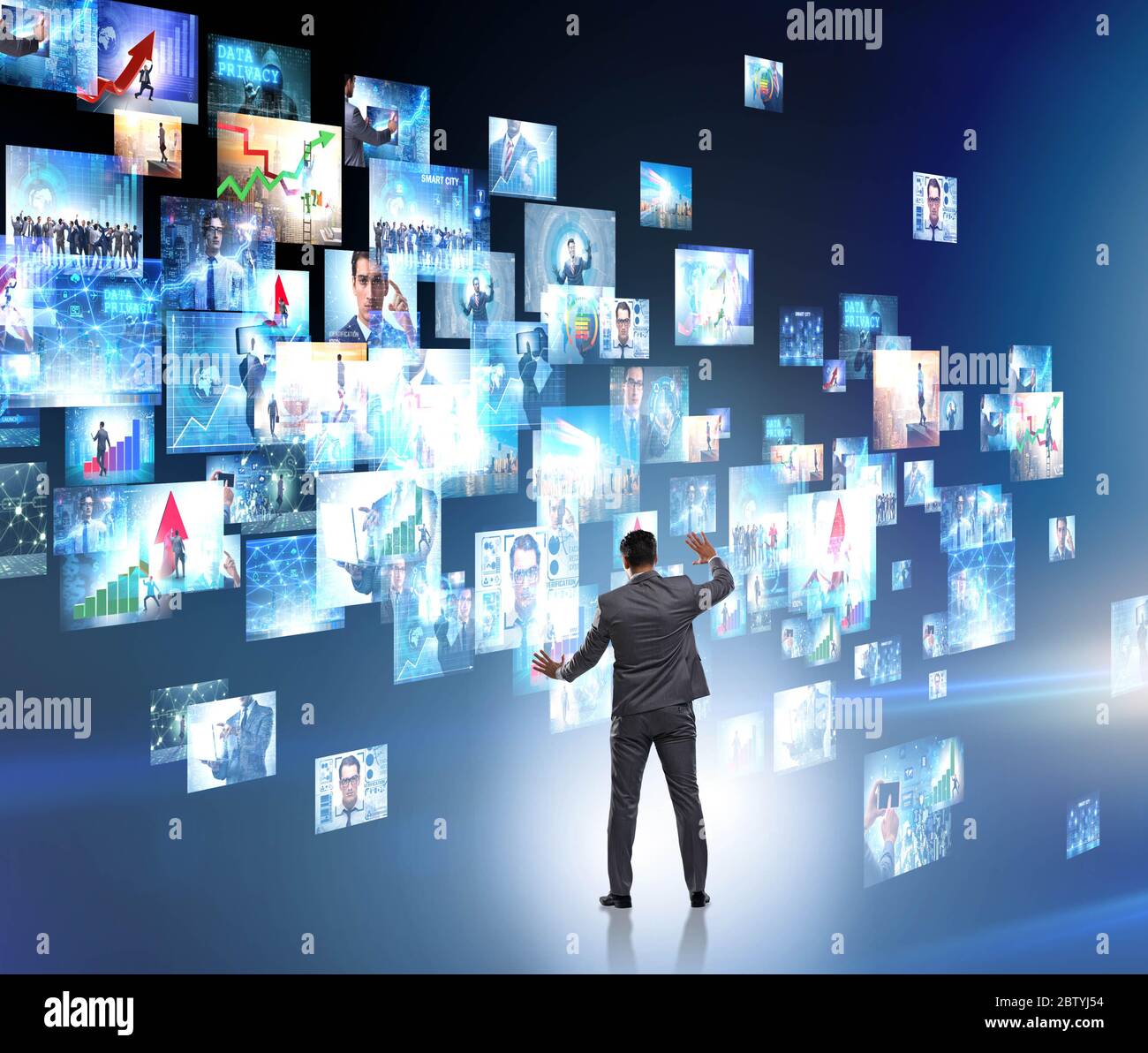 The collage of photos with businessman Stock Photo - Alamy