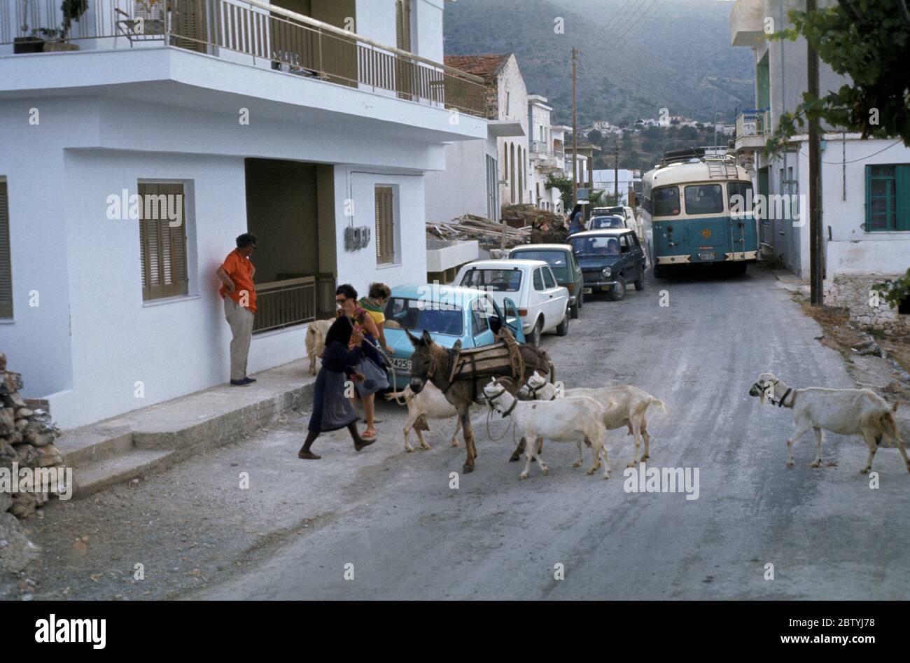 Street scene in a village in Crete in 1976 Stock Photo - Alamy