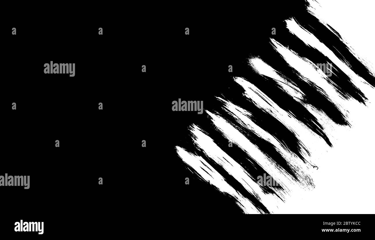 Grunge stains, brush strokes and lines of black and white paint ...