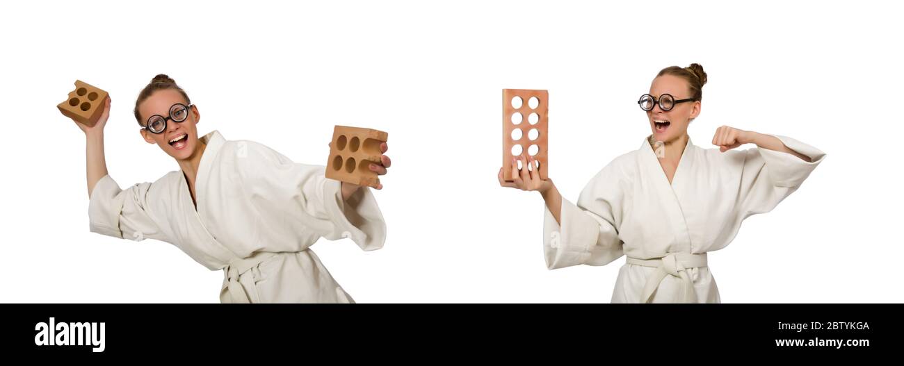 Woman breaking bricks hi-res stock photography and images - Alamy