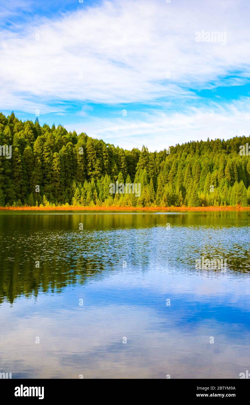 Amazing Canary's Lagoon Lake, in Portuguese Lagoa do Canario, in Azores ...